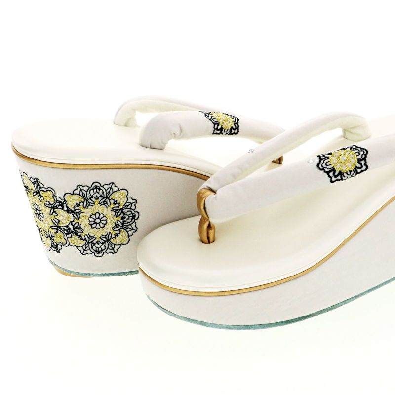 振袖 草履 成人式 レディース 振袖用草履 「百華レース刺繍 白」 F