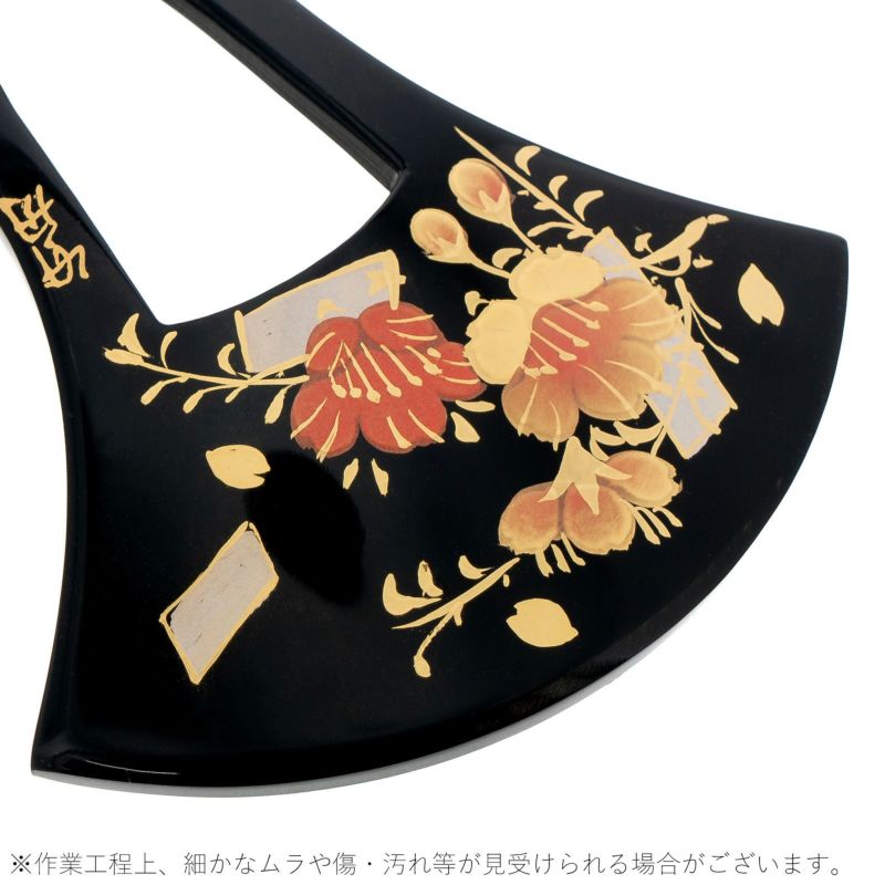 銀杏型かんざし 単品「黒色・べっ甲調 枝垂れ桜に短冊 L23-002 銀杏型かんざし 単品「黒色・べっ甲調 枝垂れ桜に短冊 L23-002